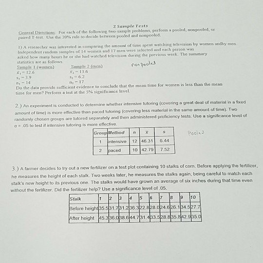 Solved How do I tell whether to use pooled, nonpooled or | Chegg.com Solved How do I tell whether to use pooled, nonpooled or | Chegg.com