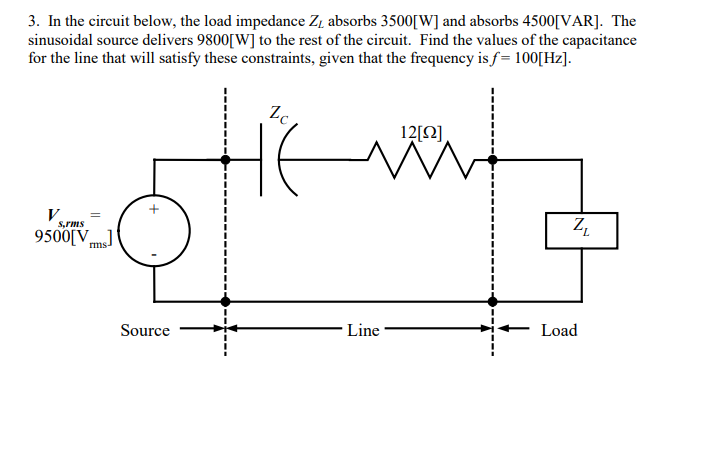 Solved 3. In the circuit below, the load impedance Zi | Chegg.com