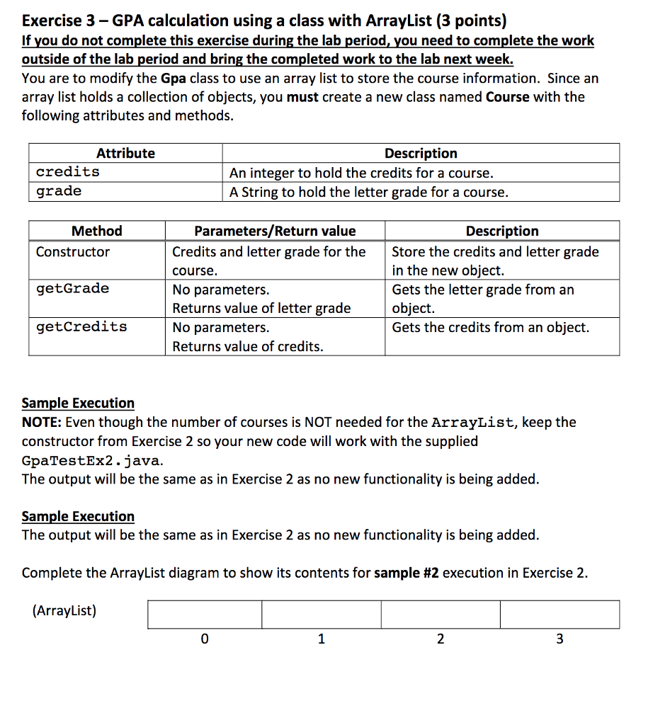 Solved Exercise 1- GPA calculation using arrays (3 points) | Chegg.com
