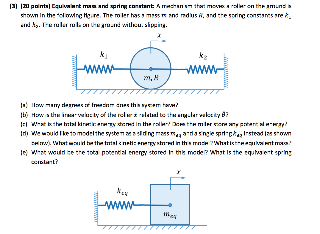 Solved Equivalent mass and spring constant: A mechanism that | Chegg.com