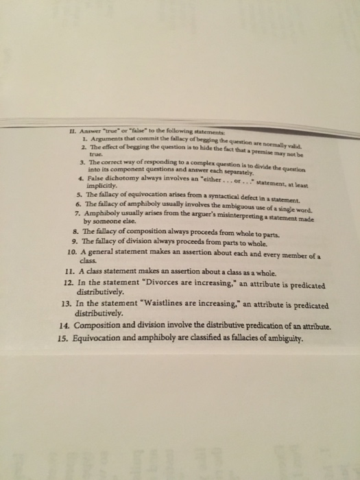 The fallacy of amphiboly usually involves the | Chegg.com