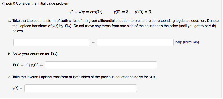 Solved 1 point) Consider the initial value problem a. Take | Chegg.com