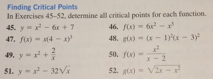 Solved Finding Critical Points In Exercises 45 - 52, | Chegg.com
