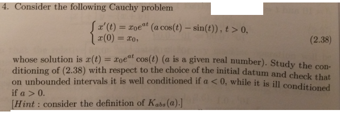 Solved Consider the following Cauchy problem {x'(t) = | Chegg.com