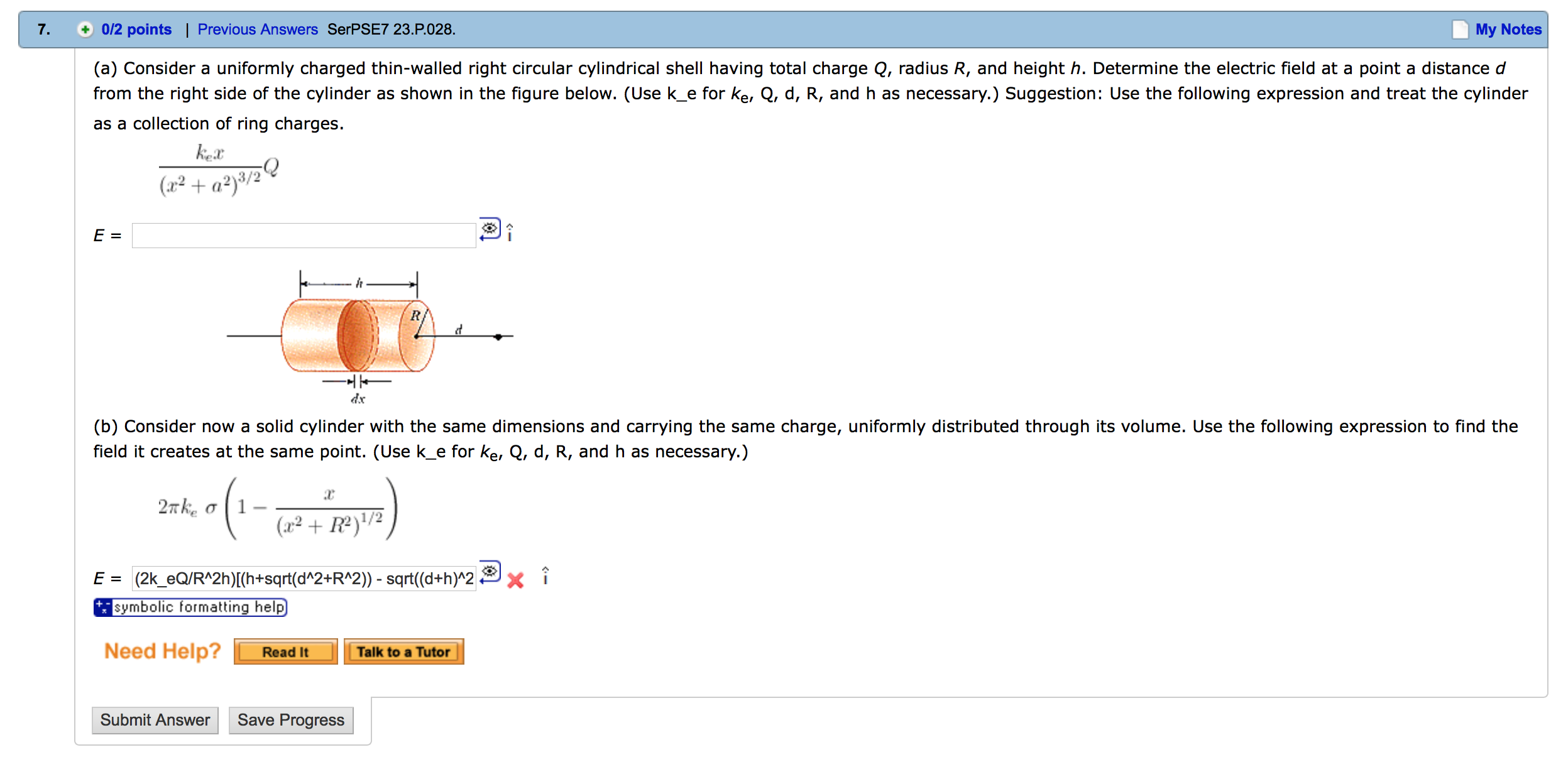 Solved Consider a uniformly charged thin-walled right | Chegg.com
