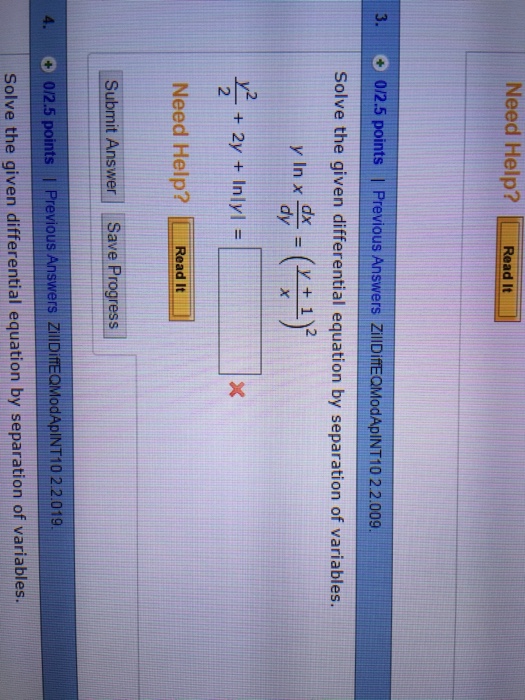 Solved Solve the given differential equation by separation | Chegg.com