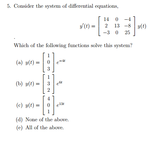 Solved 5. Consider the system of differential equations, | Chegg.com
