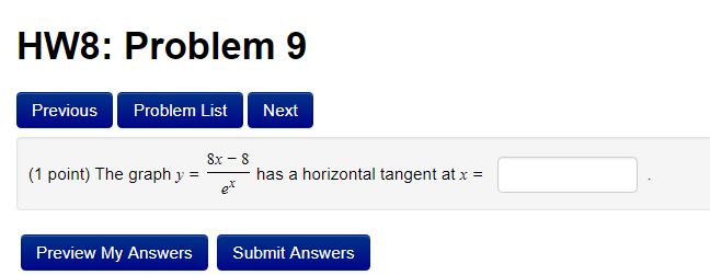 Solved HW8: Problem 9 Previous Problem List Next 8x - 8 (1 | Chegg.com