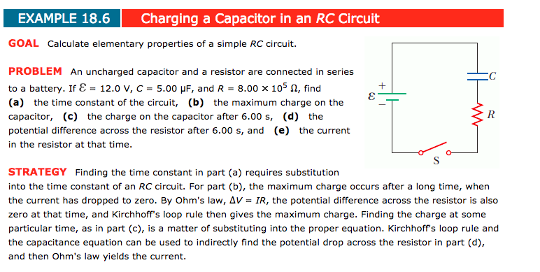 Solved EXAMPLE 18.6 Charging a Capacitor in an RC Circuit | Chegg.com