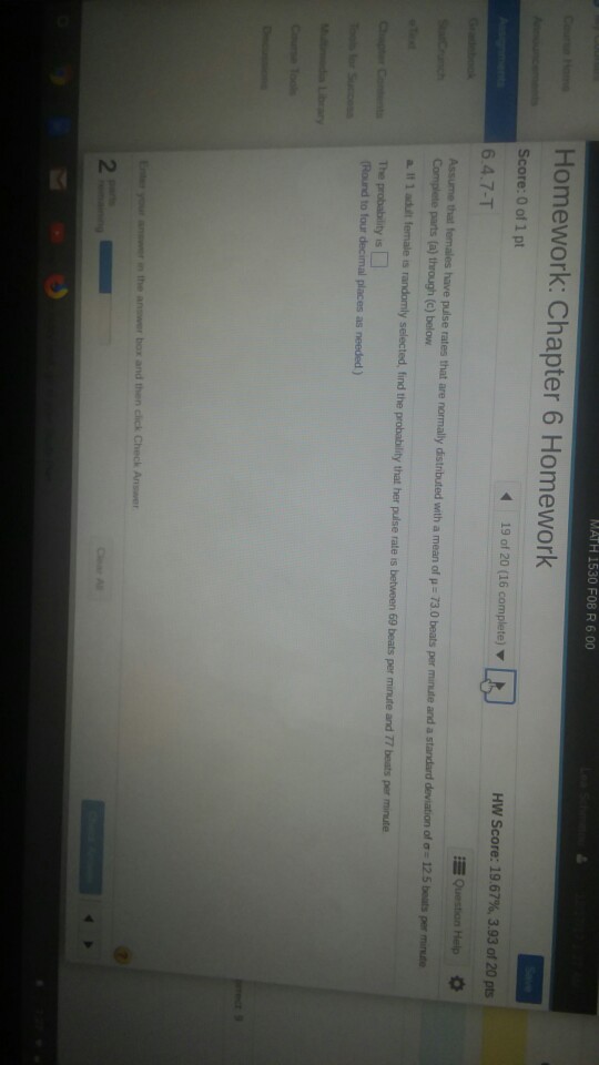 Solved Math 1530 F08 R 6 00 Homework Chapter 6 Homework 19