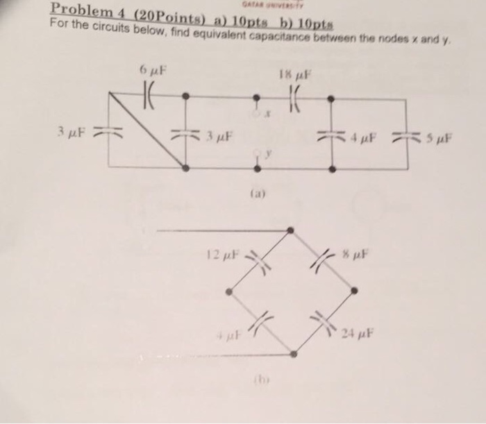 Solved For the circuits below, find equivalent capacitance | Chegg.com