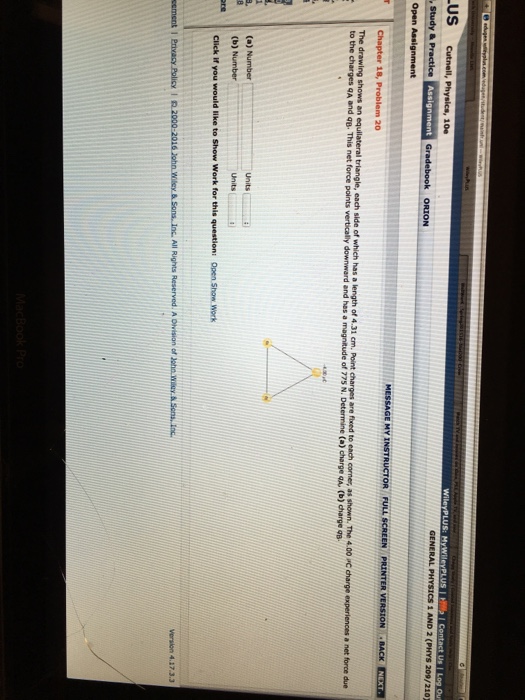 Solved The drawing shows an equilateral triangle, each side | Chegg.com