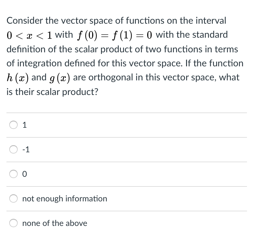 Solved Consider the vector space of functions on the | Chegg.com