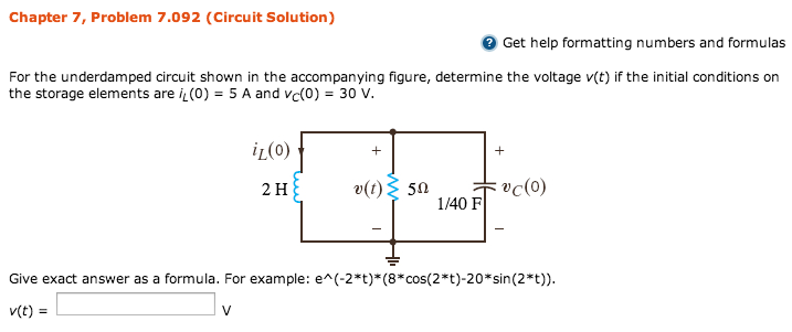 Solved For the under damped circuit shown in the | Chegg.com