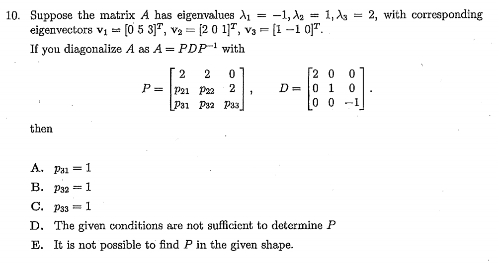 Solved Suppose the matrix A has eigenvalues lambda_1 = - 1, | Chegg.com