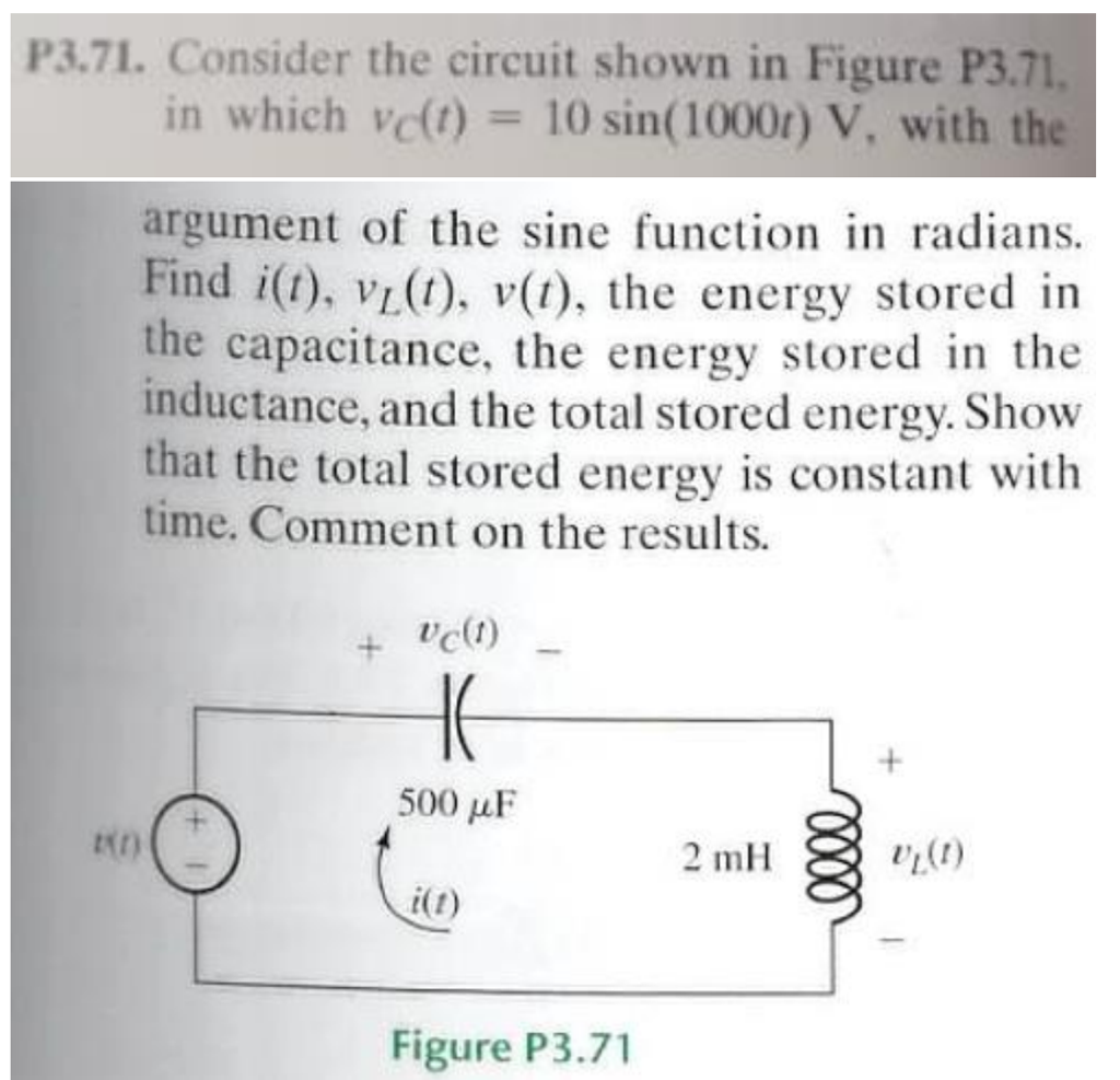Solved P3.71. Consider the circuit shown in Figure P3.71, in | Chegg.com