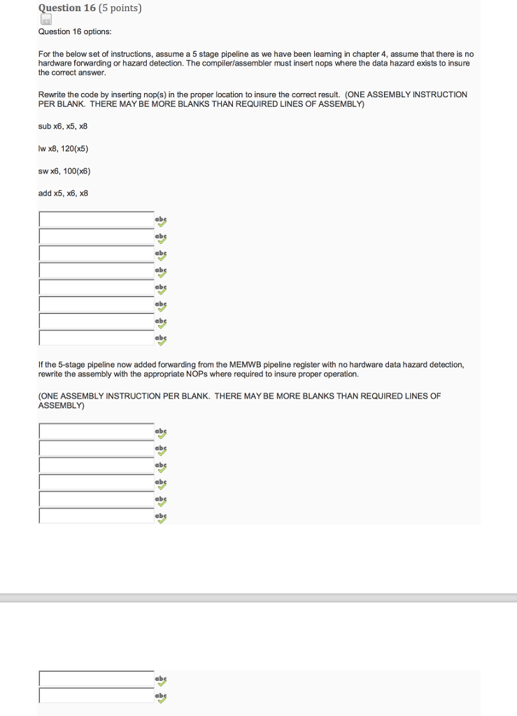 Question 16 (5 points) Question 16 options: For the | Chegg.com