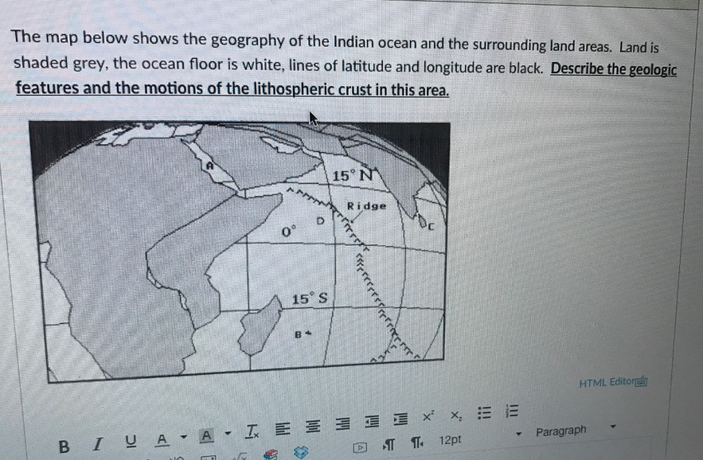 Solved The map below shows the geography of the Indian ocean | Chegg.com
