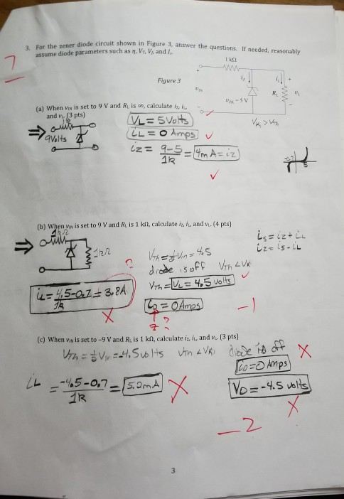Solved diode circuit shown in Figure 3, answer the | Chegg.com