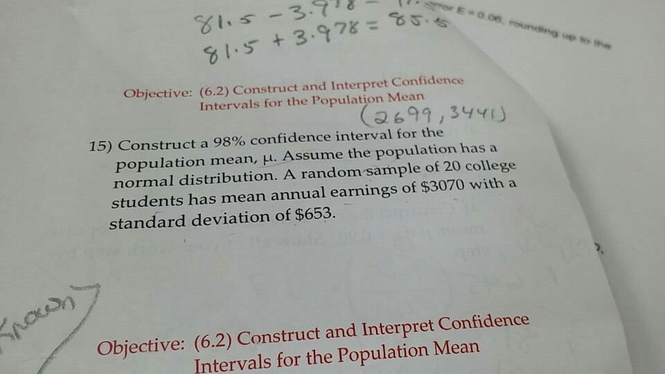 Solved Sl-S +3.978 Objective: (6.2) Construct and Interpret | Chegg.com