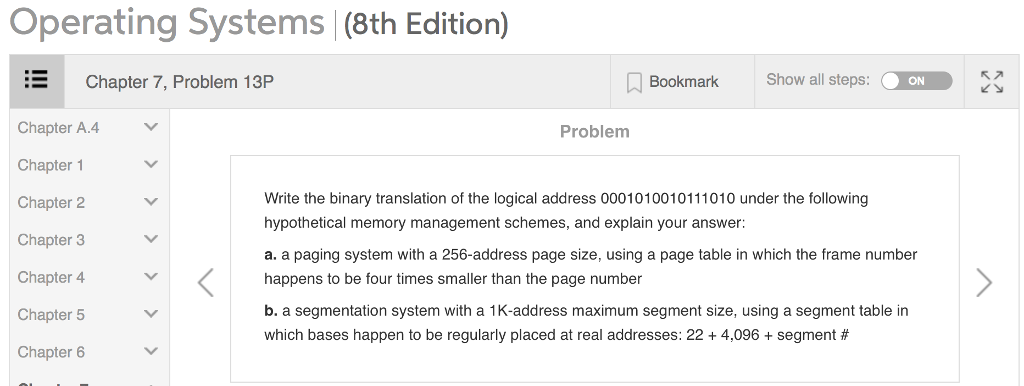 Solved Write the binary translation of the logical address | Chegg.com