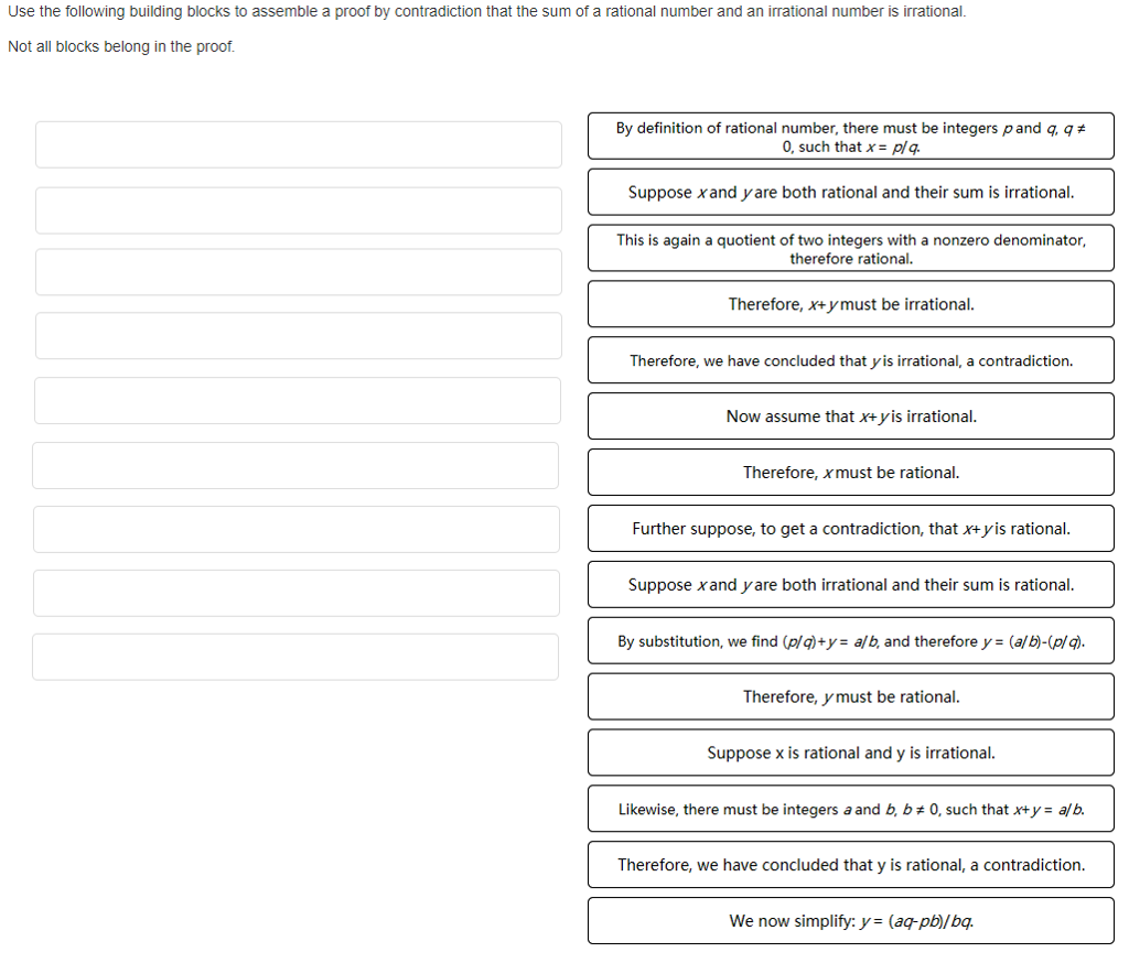 Solved Use the following building blocks to assemble a proof | Chegg.com