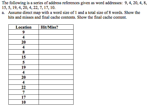 Solved The following is a series of address references given | Chegg.com
