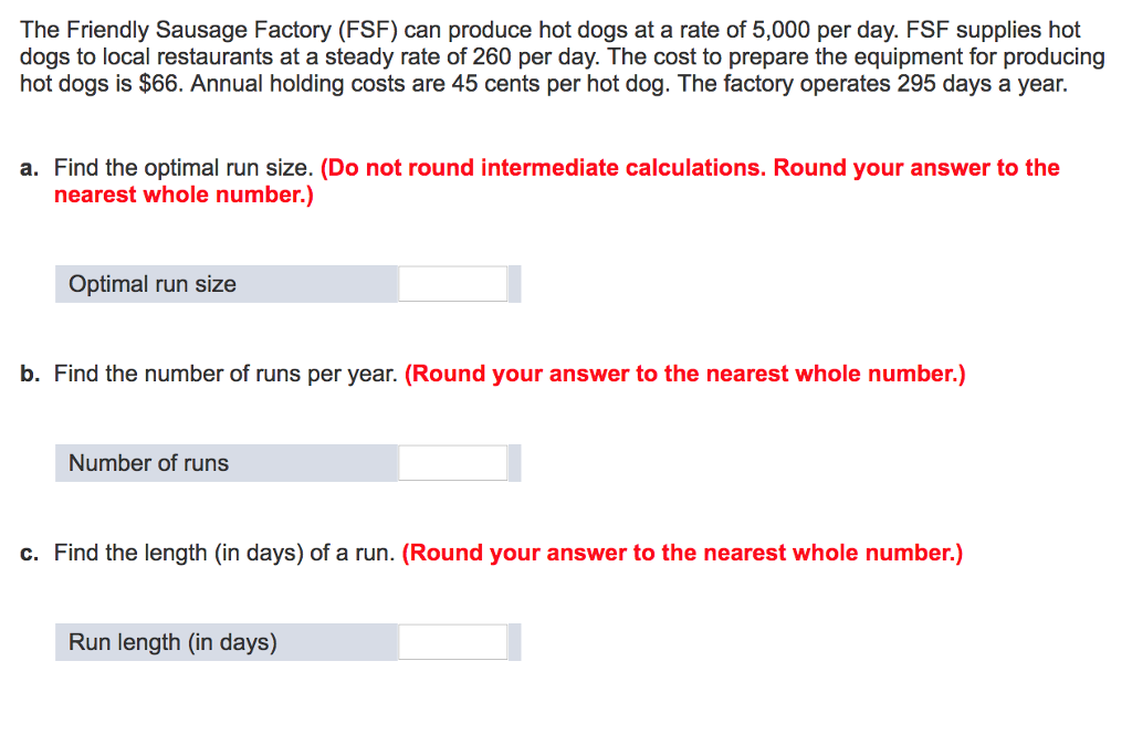 Solved The Friendly Sausage Factory (FSF) can produce hot | Chegg.com