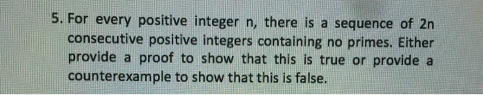 Solved For every positive integer n, there is a sequence of | Chegg.com
