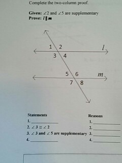 Solved complete the two column proof | Chegg.com
