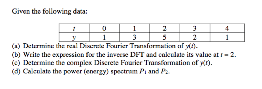 Given the following data: 2 4 2 (a) Determine the | Chegg.com