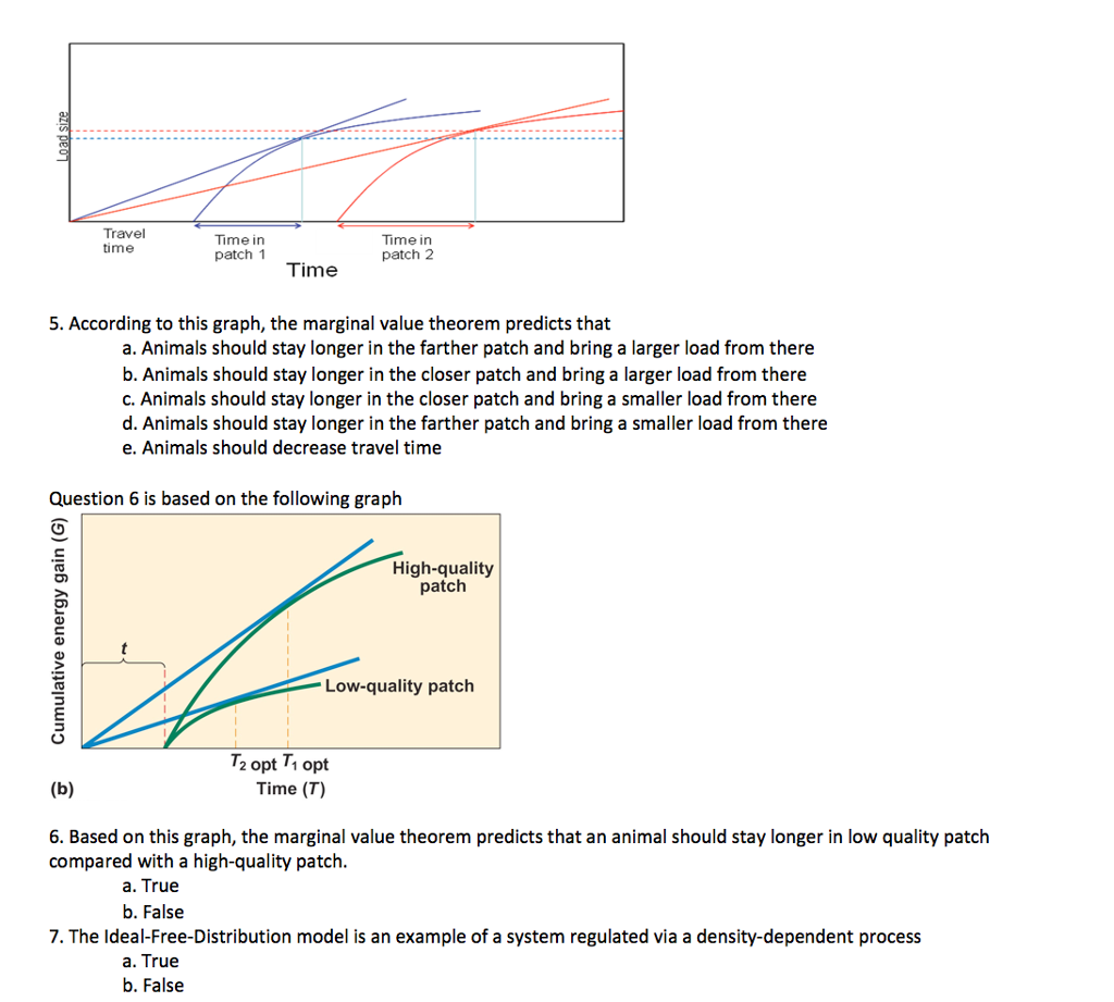 Solved According to this graph, the marginal value theorem | Chegg.com