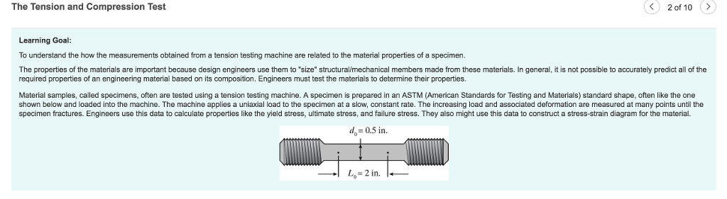 Solved The Tension and Compression Test 2 of 10 Learning | Chegg.com