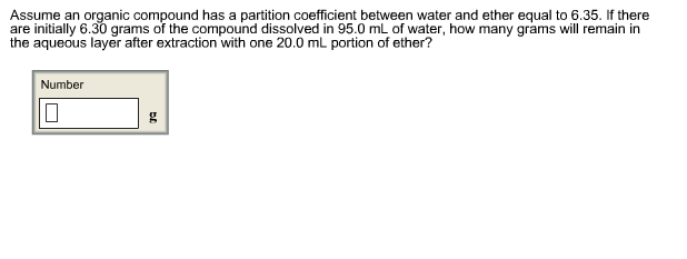Solved Assume an organic compound has a partition | Chegg.com