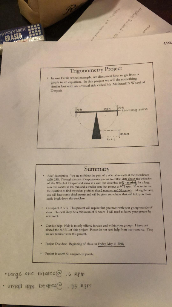 HI POLYMER RASER 4/23/ Trigonometry Project In our | Chegg.com