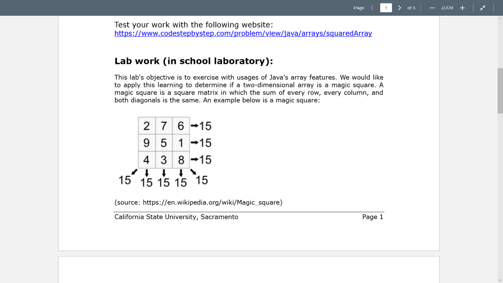 Solved Page ot :3 2OOM Test your work with the following | Chegg.com