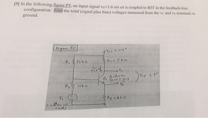 Solved In the following figure P5, an input signal v_s = 1.0 | Chegg.com