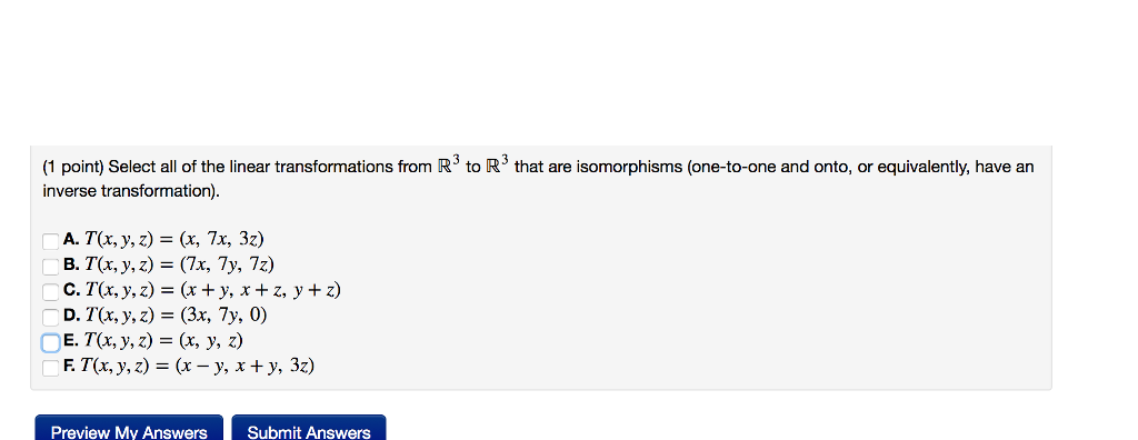 Solved Select all of the linear transformations from ℝ3 to | Chegg.com
