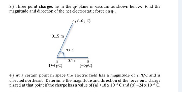 Solved 3.) Three point charges lie in the xy plane in vacuum | Chegg.com