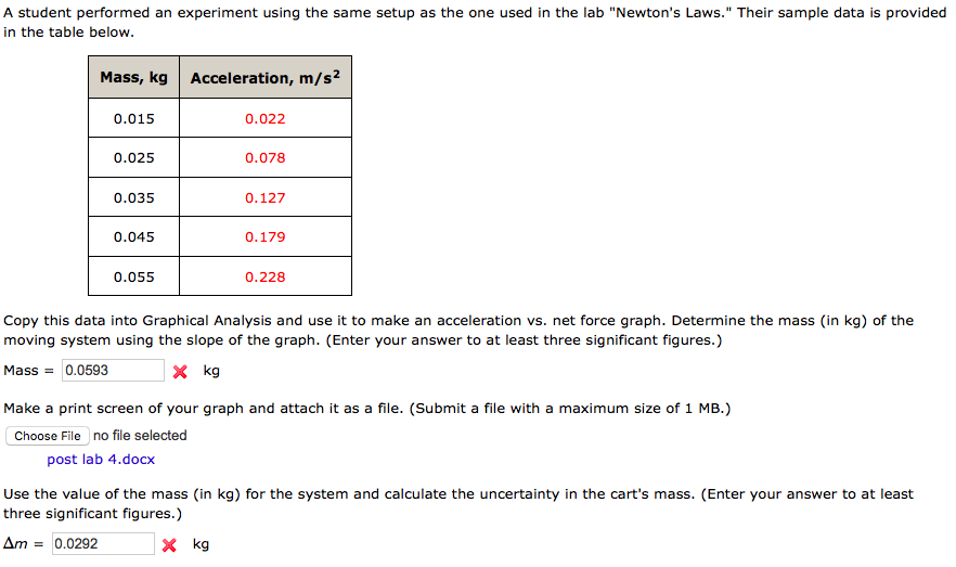 Solved A student performed an experiment using the same | Chegg.com