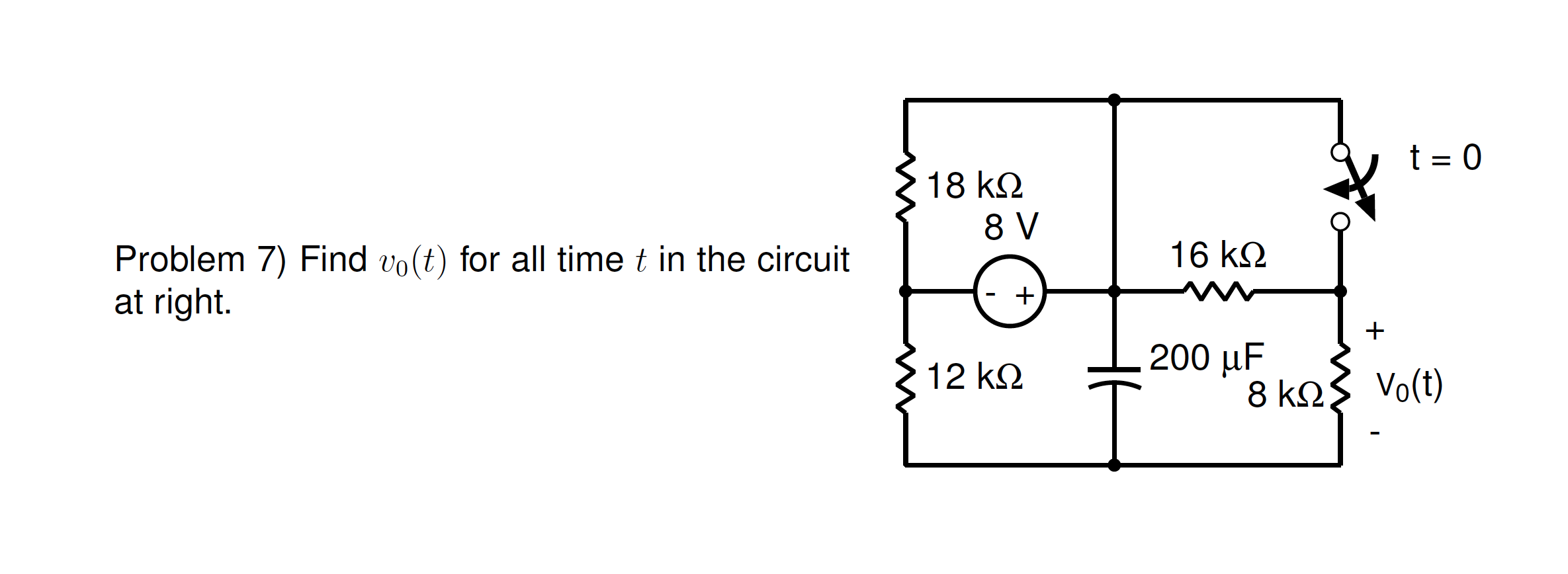Solved Problem 7) Find vo(t) for all time t in the circuit | Chegg.com