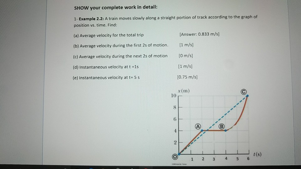 Solved SHOW your complete work in detail: A train moves | Chegg.com