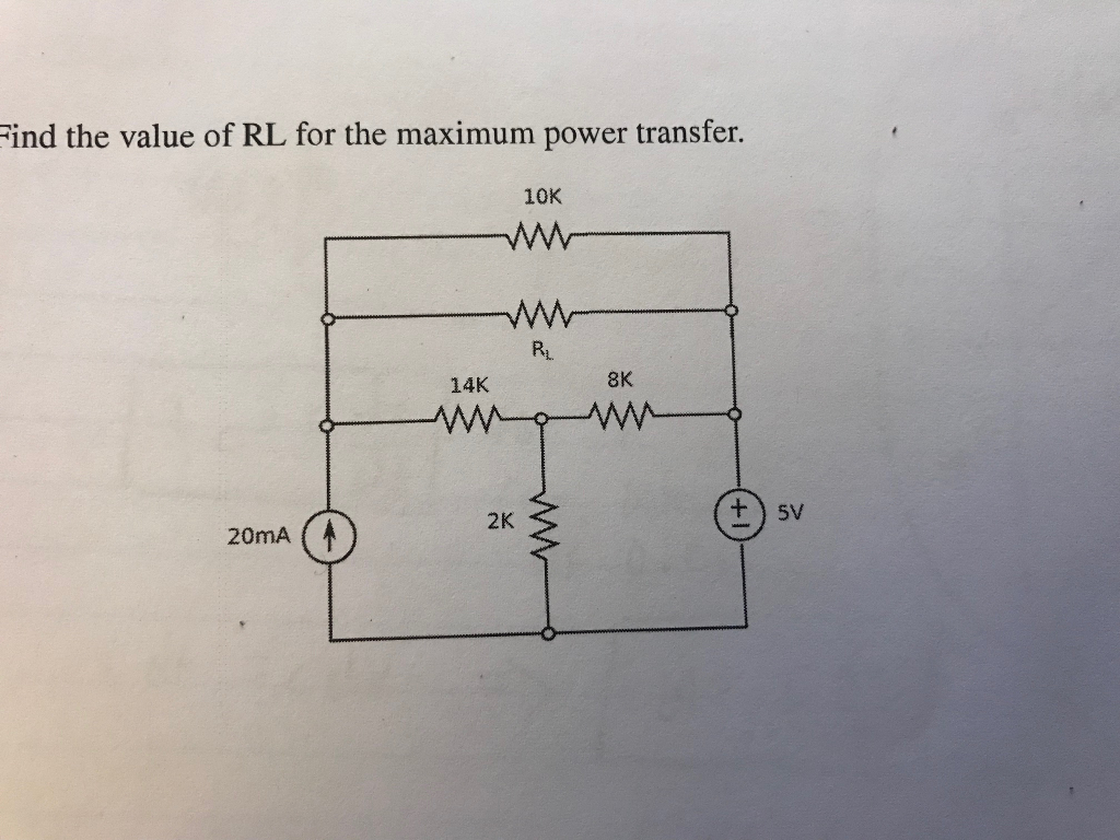 Solved Find the value of RL for the maximum power transfer. | Chegg.com
