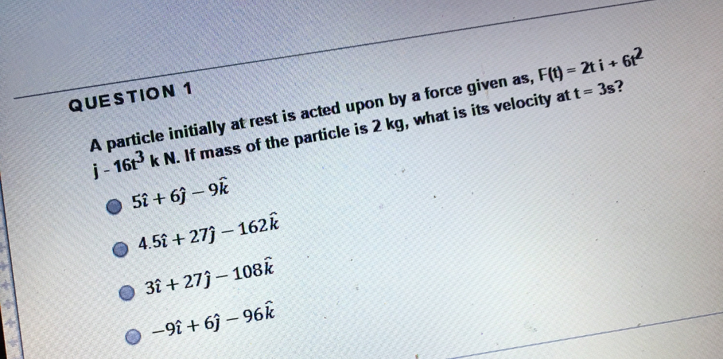 Solved A particle initially at rest is acted upon by a force | Chegg.com