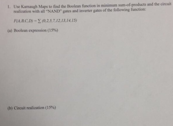 Solved Use Karnaugh Maps to find the Boolean function in | Chegg.com