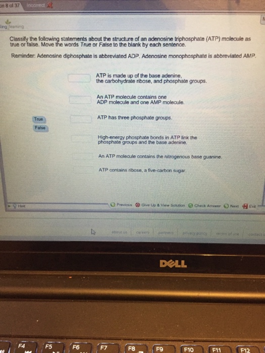 Solved Classify the following statements about an ATP | Chegg.com