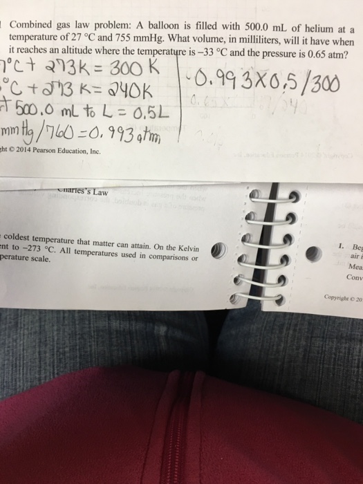 Solved Combined gas law problem: A balloon is filled with | Chegg.com