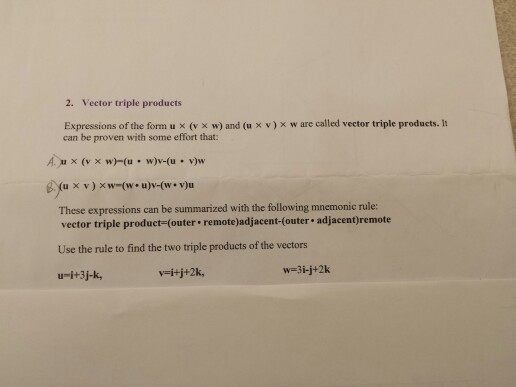 Solved Expressions of the form u times (v times w) and (u | Chegg.com