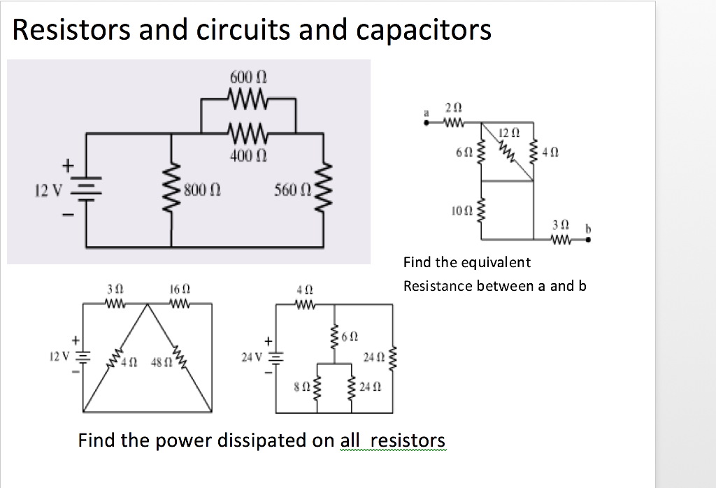 Solved Resistors and circuits and capacitors 600 Ω 21! 12 Ω | Chegg.com