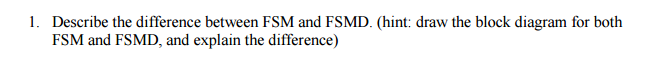 Solved Describe the difference between FSM and FSMD. | Chegg.com